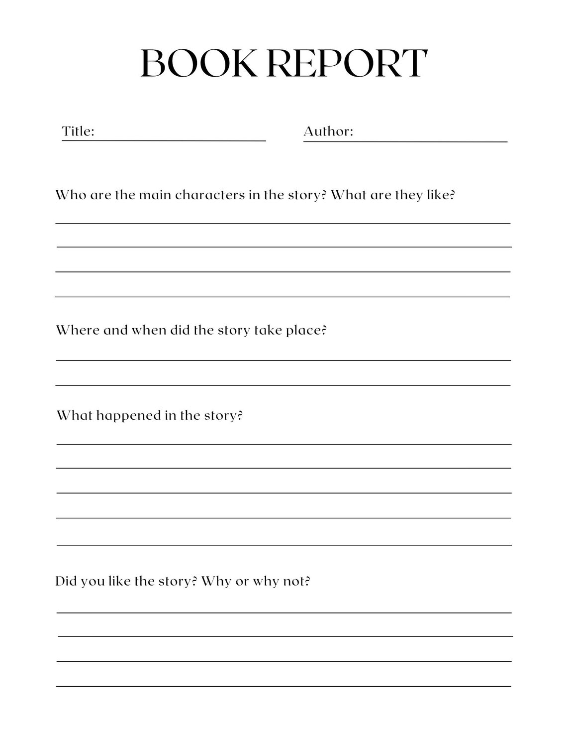 Kids Reading Log and Book Report | Printable - Etsy
