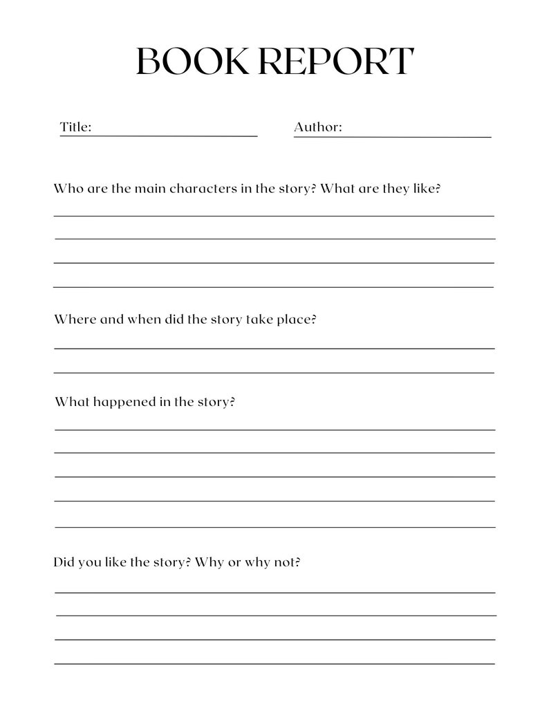 Kids Reading Log and Book Report | Printable - Etsy