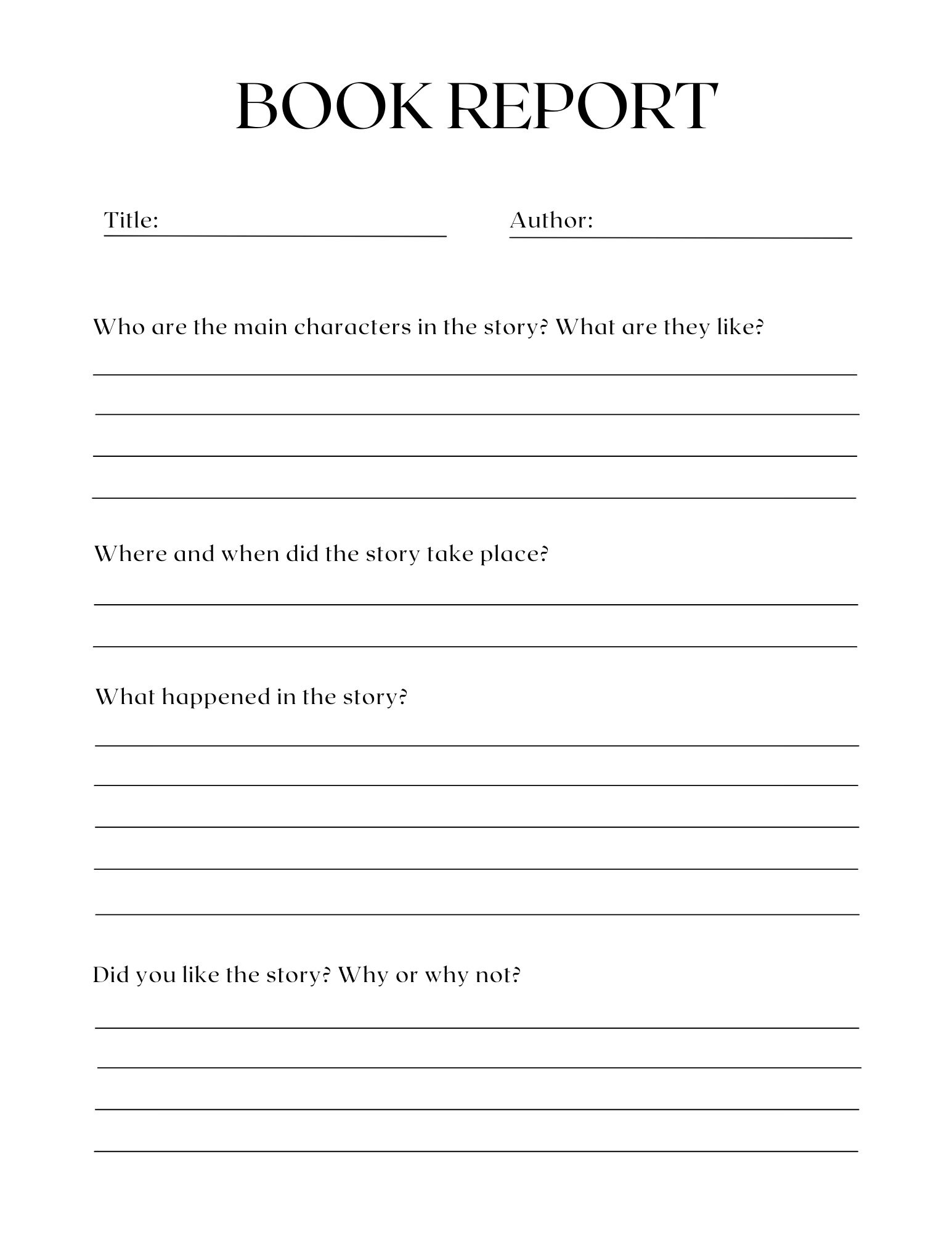 Kids Reading Log and Book Report | Printable - Etsy