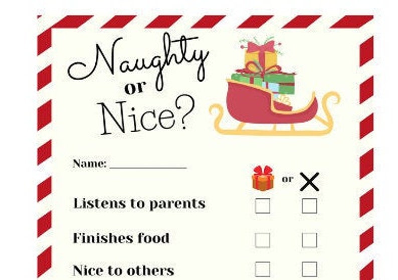 Naughty or Nice? | Kids Chore Chart | Christmas Chore Chart | Printable ...