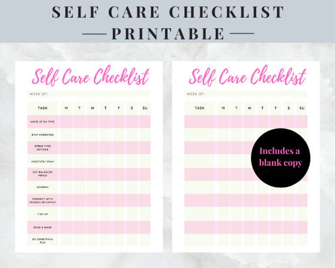 Self Care Checklist | Printable | Instant Download - Etsy