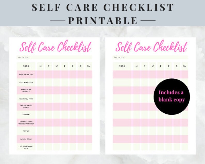 Self Care Checklist | Printable | Instant Download - Etsy