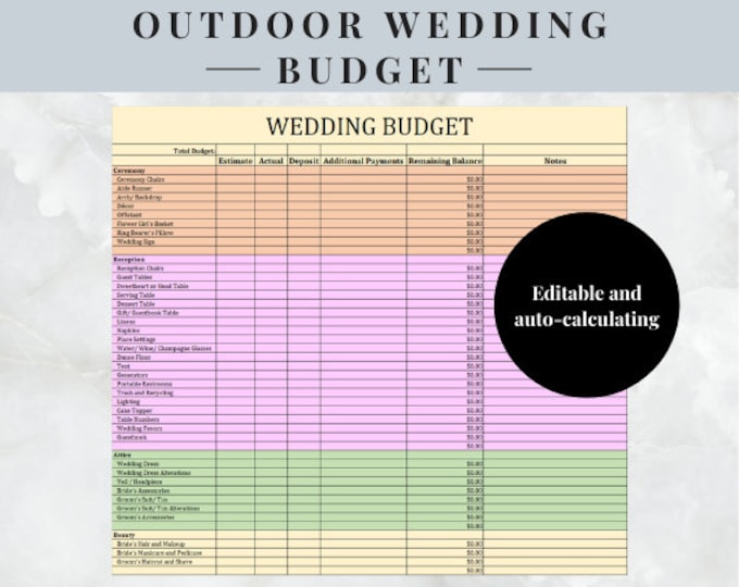 Wedding Guest List Spreadsheet Wedding Guest Tracker - Etsy