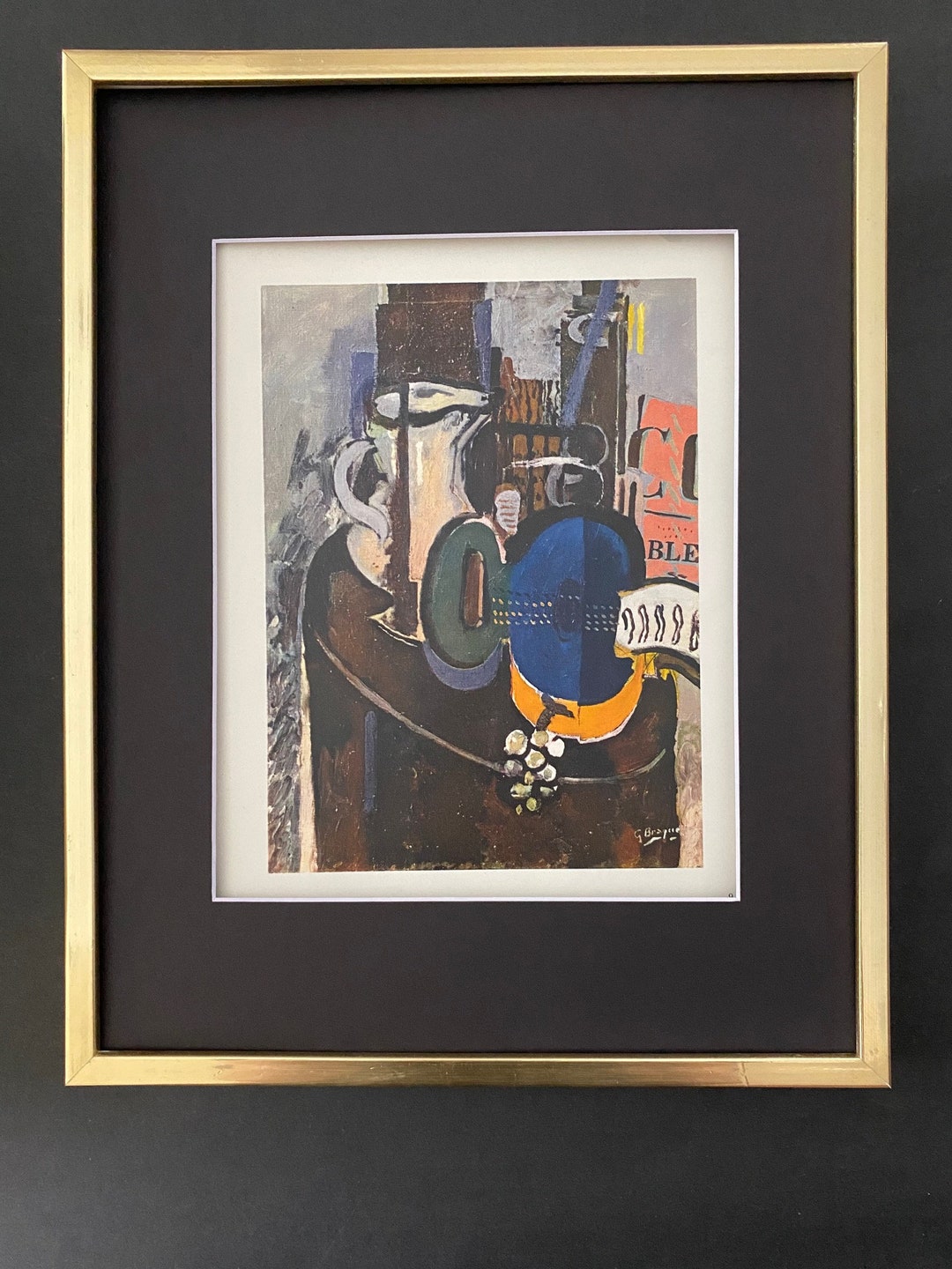 GEORGES BRAQUE + 1948 Beautiful Signed Print + Brand New Golden Frame ...