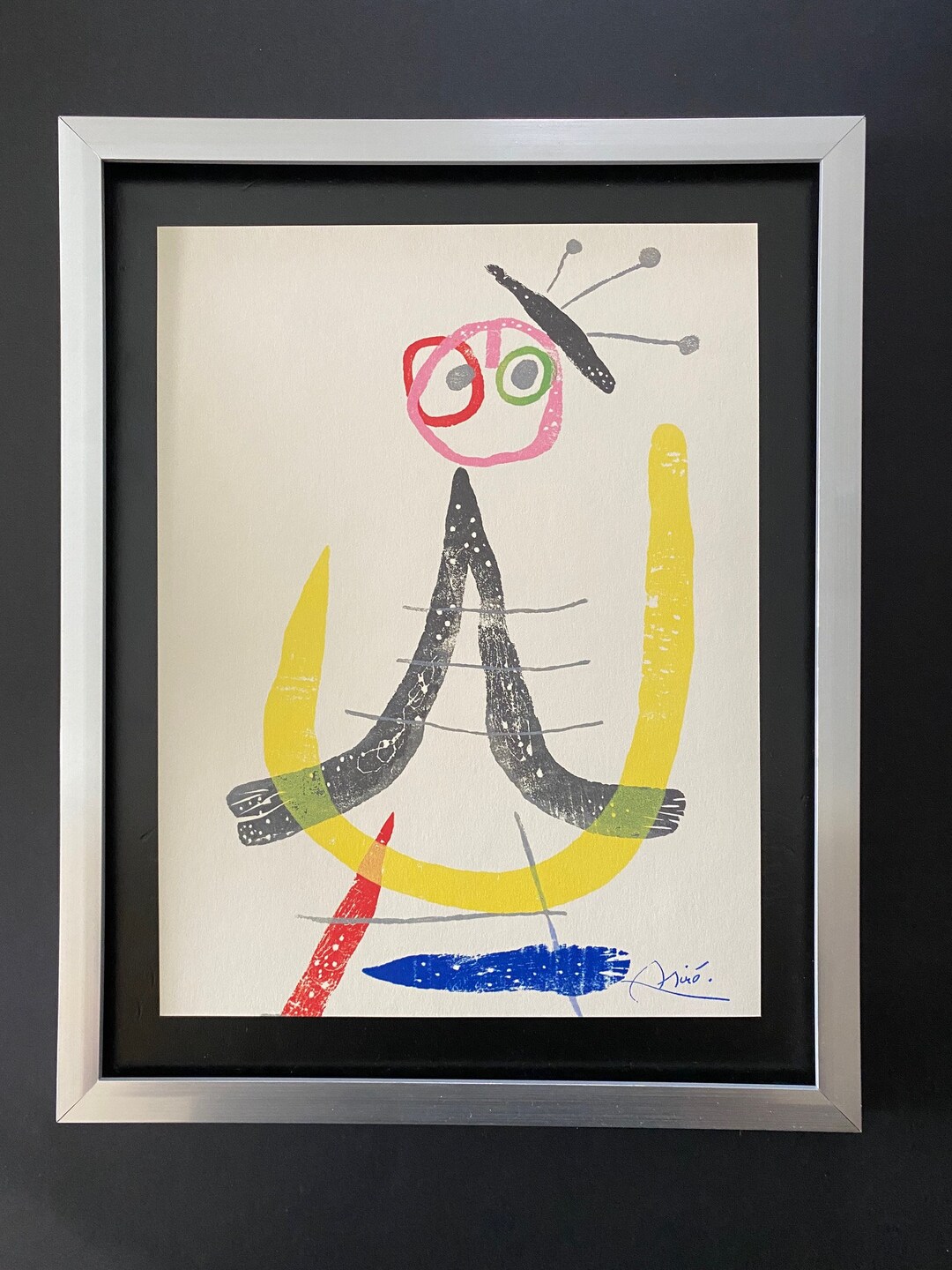 Joan Miro | Vintage 1983 Signed Colorful Print | Mounted and Framed ...