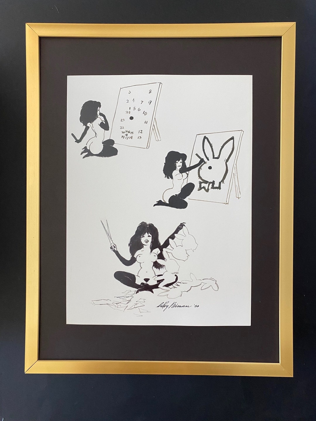 Leroy Neiman " FEMLIN PLAYBOY " Signed Print Framed in a New 16x12 ...