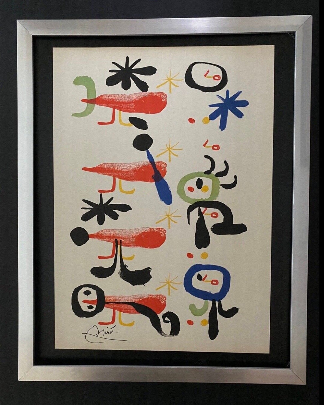 Joan Miro | Vintage 1958 Signed Colorful Print | Mounted and Framed ...