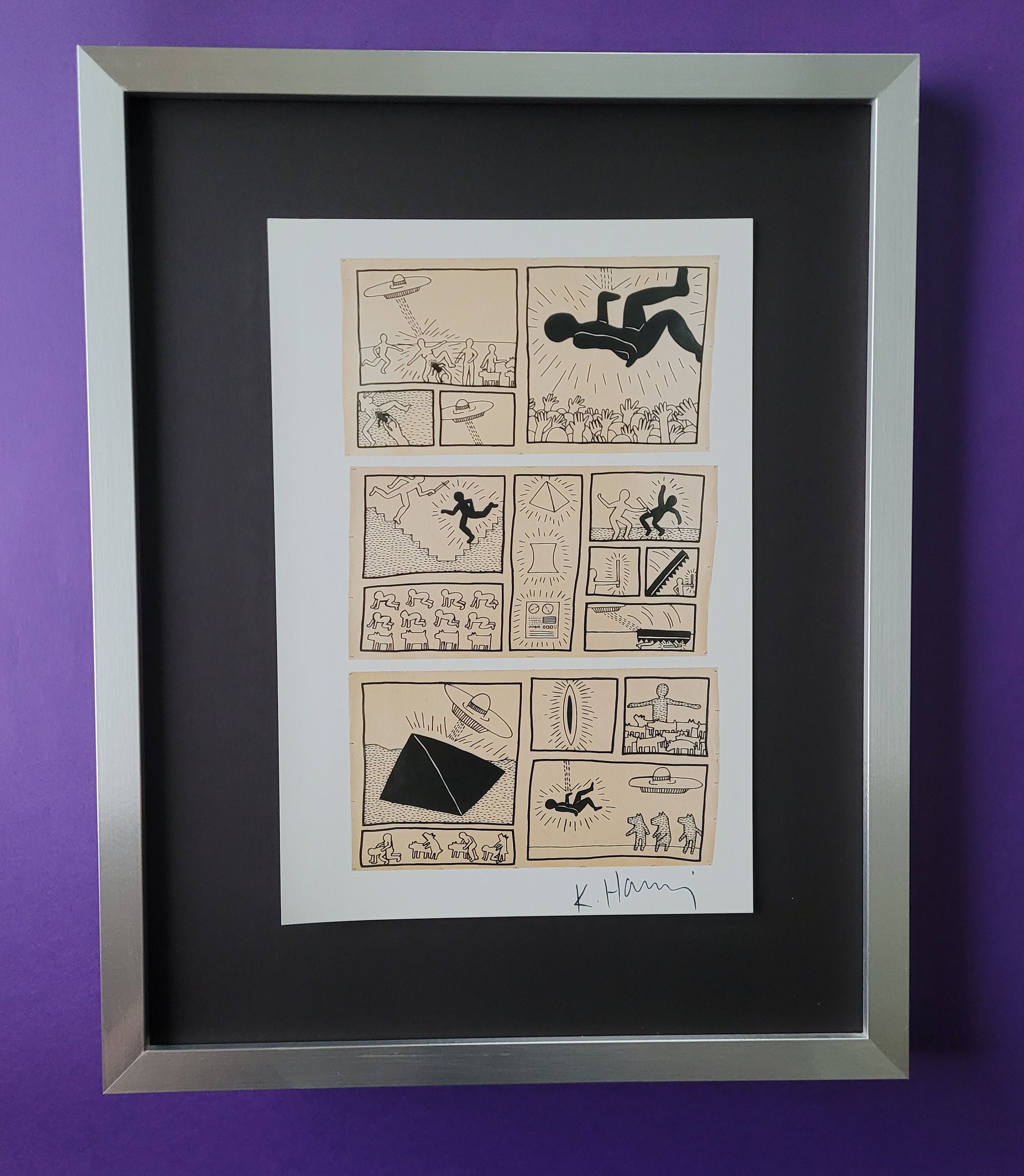 Keith Haring + Beautiful 1989 Vintage Signed Print + Brand New Frame ...