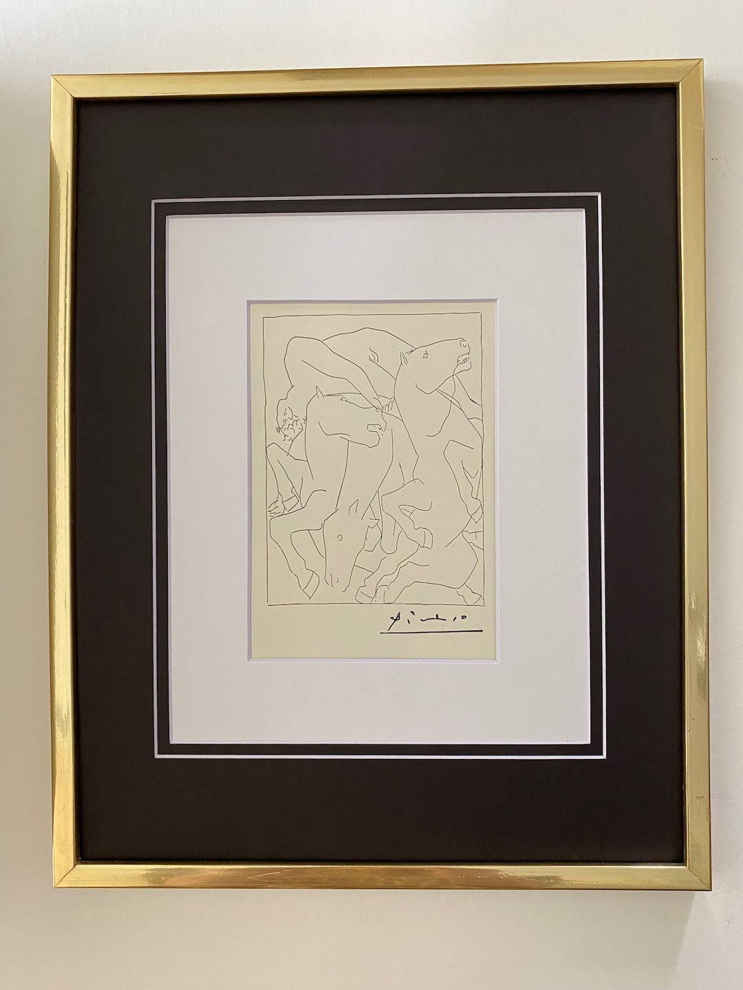 PABLO PICASSO Vintage 1954 Signed Print Ovidio Double Matted & Framed ...