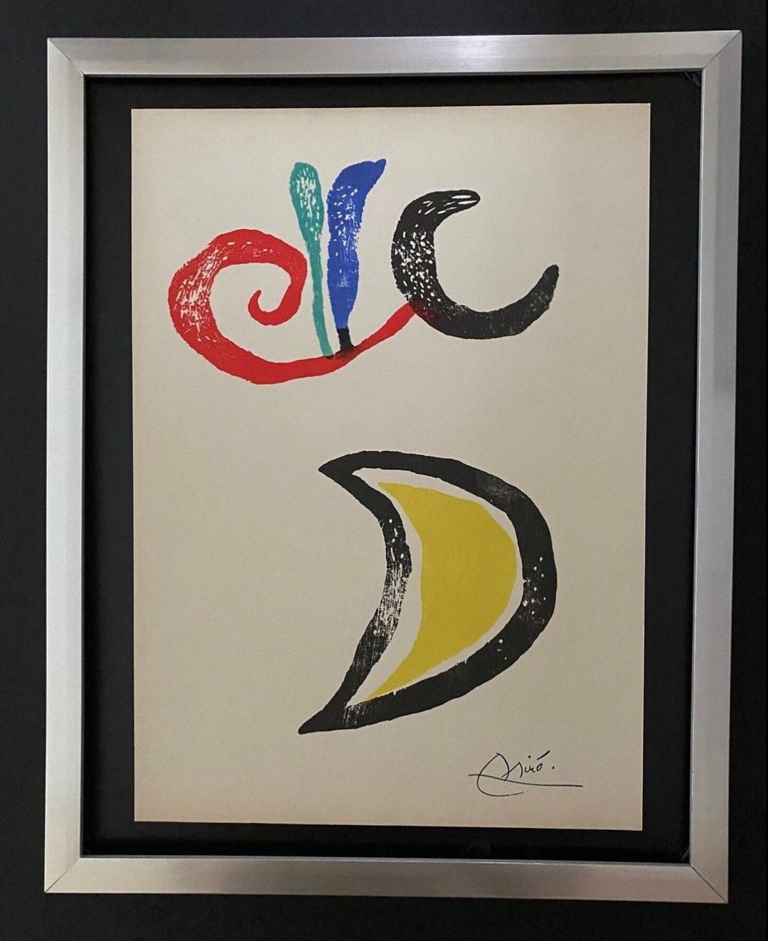 Joan Miro | Vintage 1958 Signed Colorful Print | Mounted and Framed ...