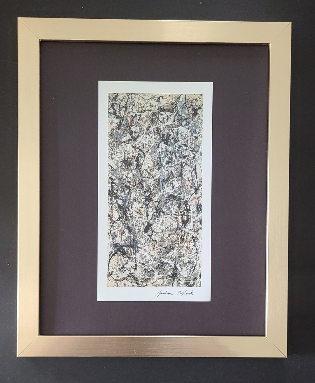 Jackson Pollock Vintage Signed Print Framed Offset Lithograph New