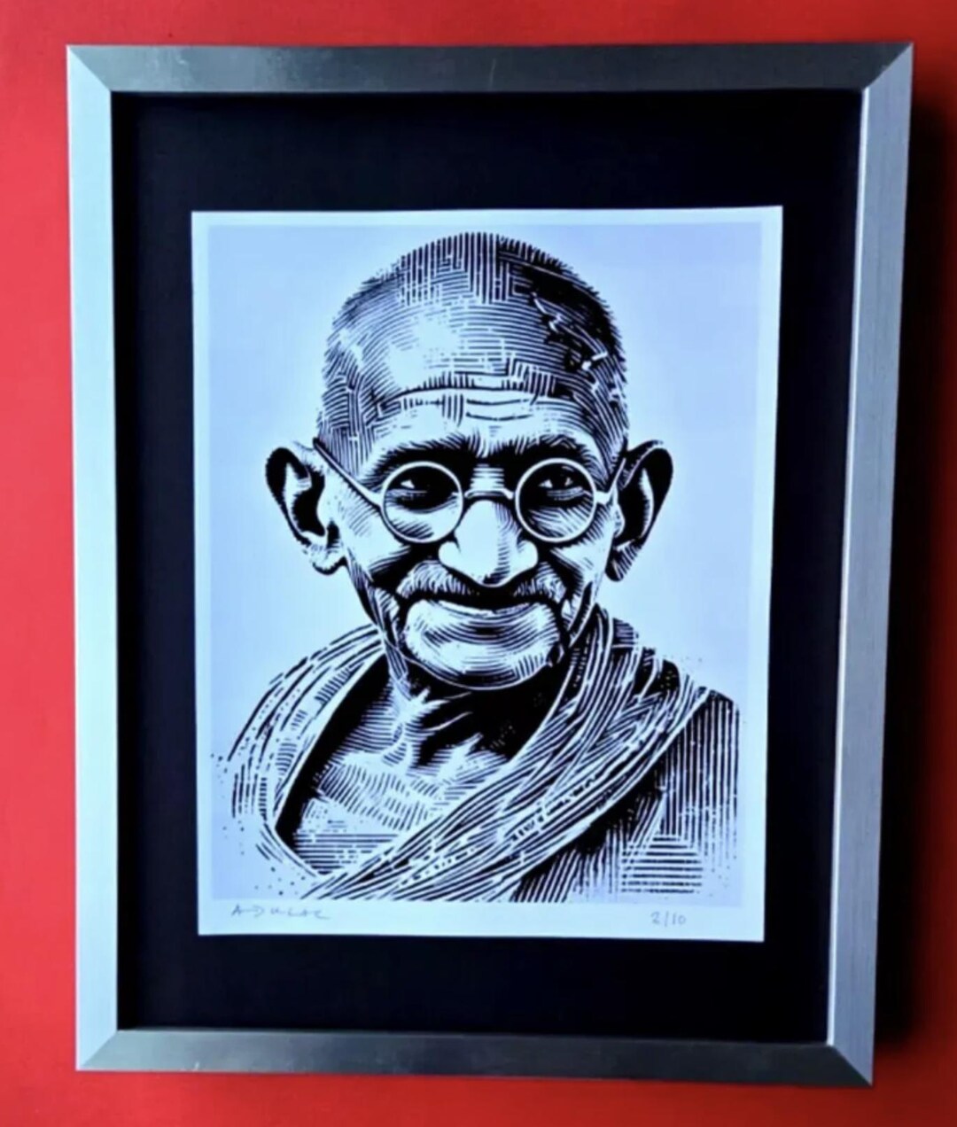 Alexander Dulac | " GANDHI " Hand Signed Authentic Framed 14x11in Print ...