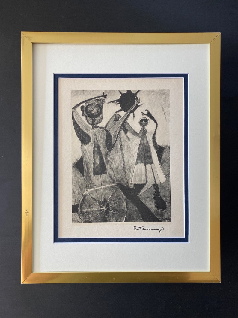 Rufino Tamayo 1947 Beautiful Signed Print Double Matted and Framed 14 X ...