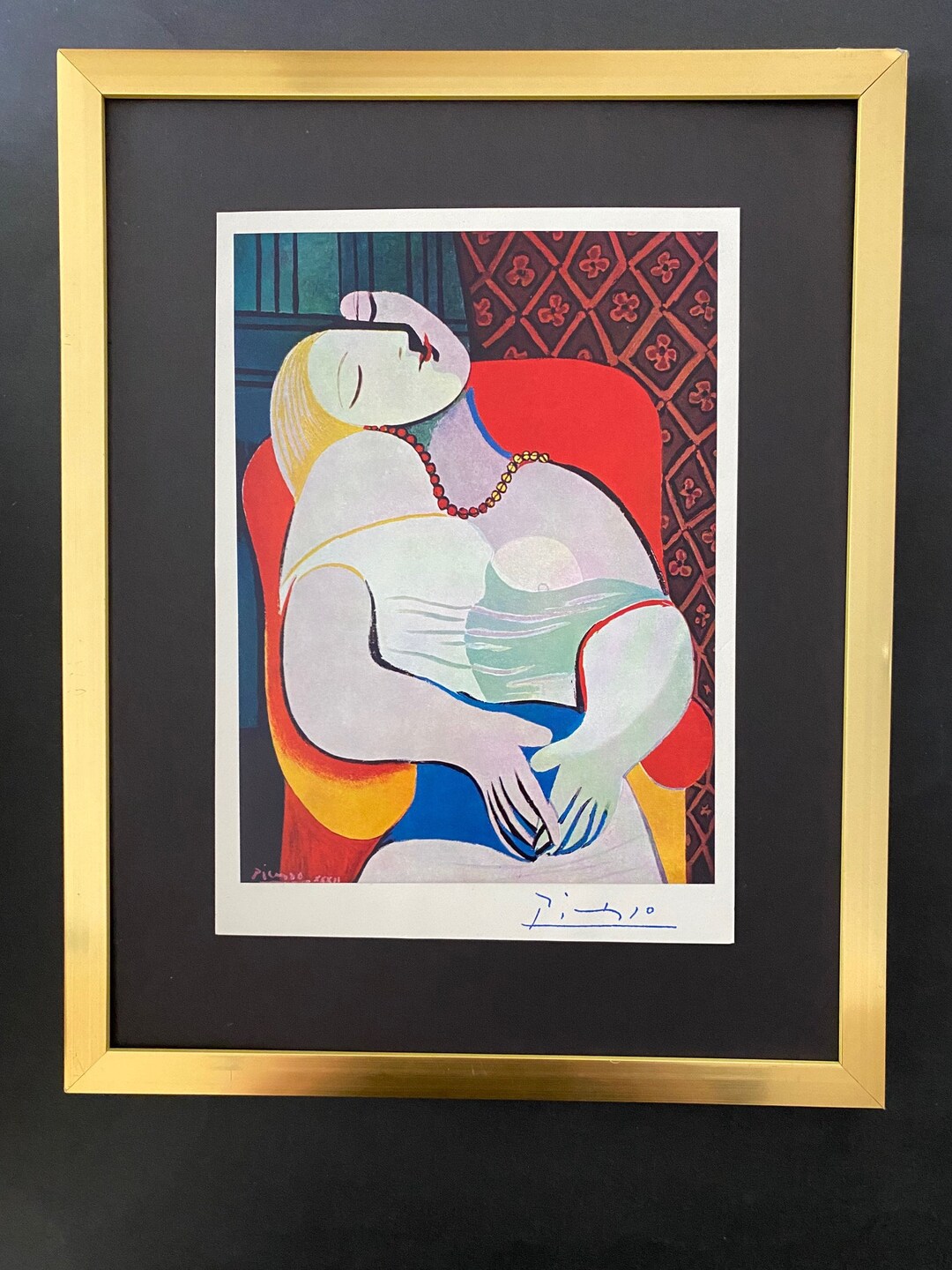 PABLO PICASSO + 1953 Beautiful Signed Print + Brand New Golden Frame ...