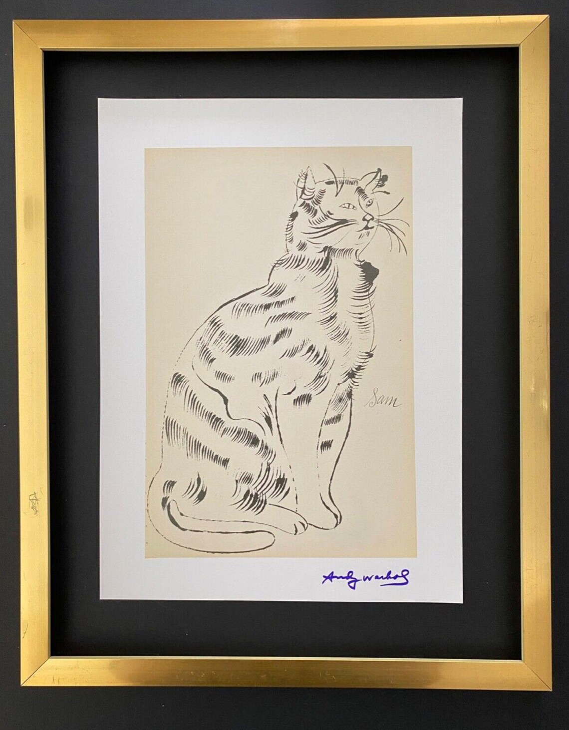 Andy Warhol | Vintage 1984 Cat Sam Print Signed |mounted and Framed | Buy It Now! - Etsy