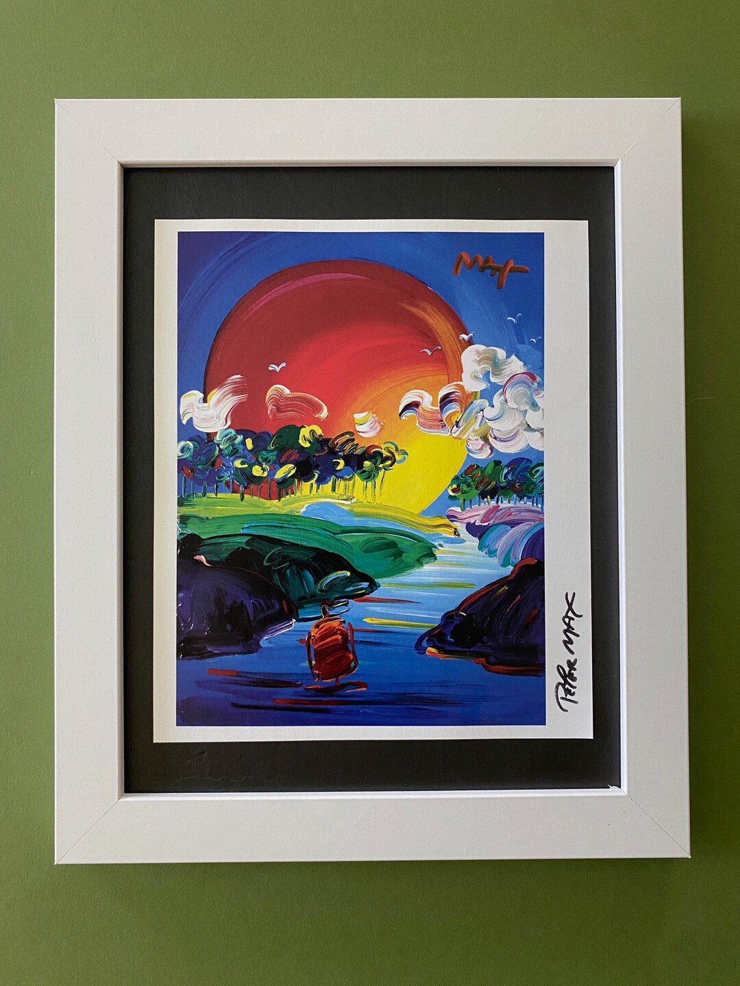 Peter Max + Beautiful Signed Print + Brand New White Frame + Buy It Now ...