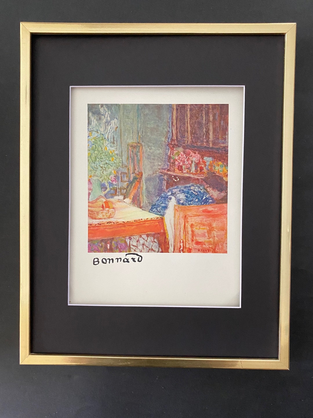 PIERRE BONNARD + 1948 Beautiful Signed Print + Brand New Golden Frame ...