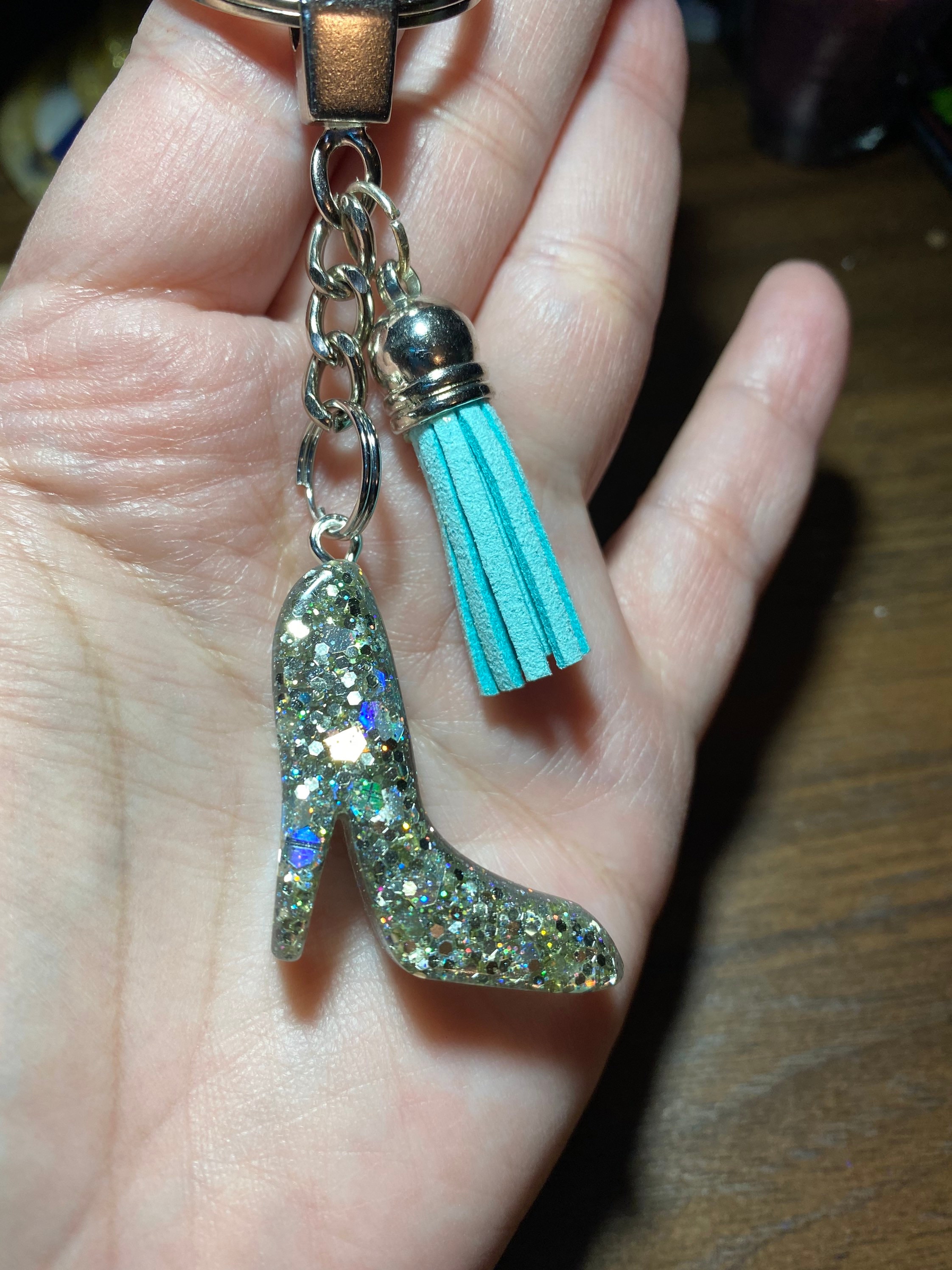 Glass Slipper Cinderella Inspired Keychain Handmade From Epoxy Resin ...