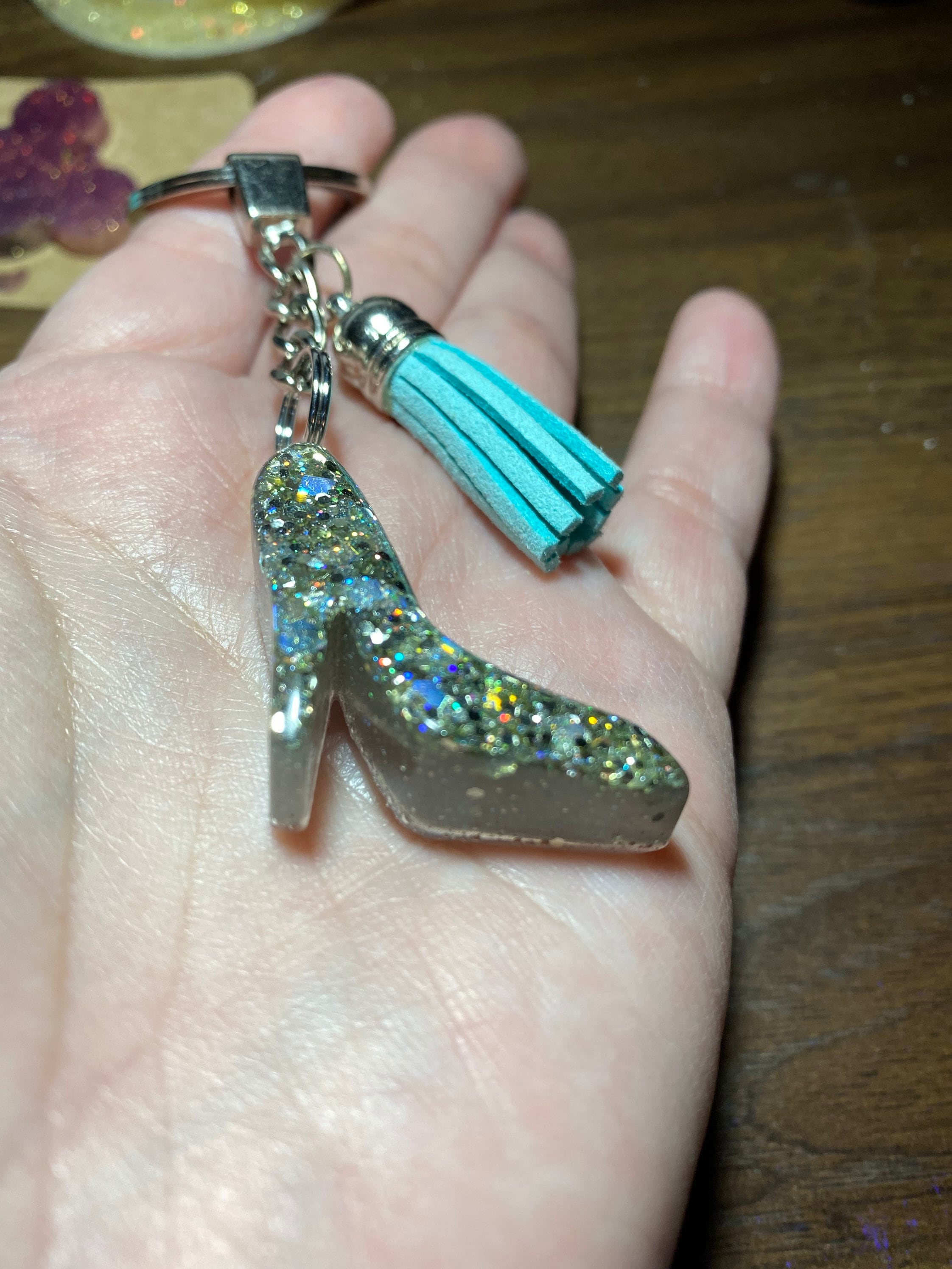 Glass Slipper Cinderella Inspired Keychain Handmade From Epoxy Resin ...