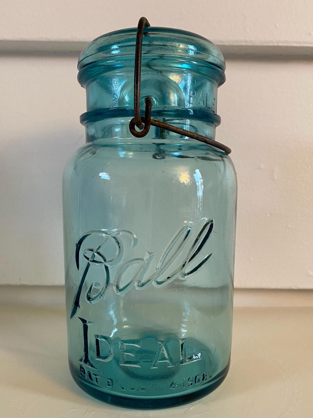 Vintage Blue Ball Ideal Quart Jar #4 Pat’s July 14 1908 - Etsy