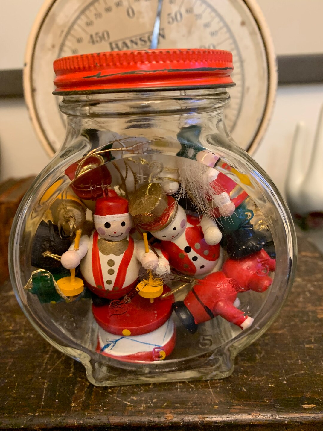 Vintage Nash Clock Kiddy Bank Filled With 12 Vintage Wooden Ornaments ...