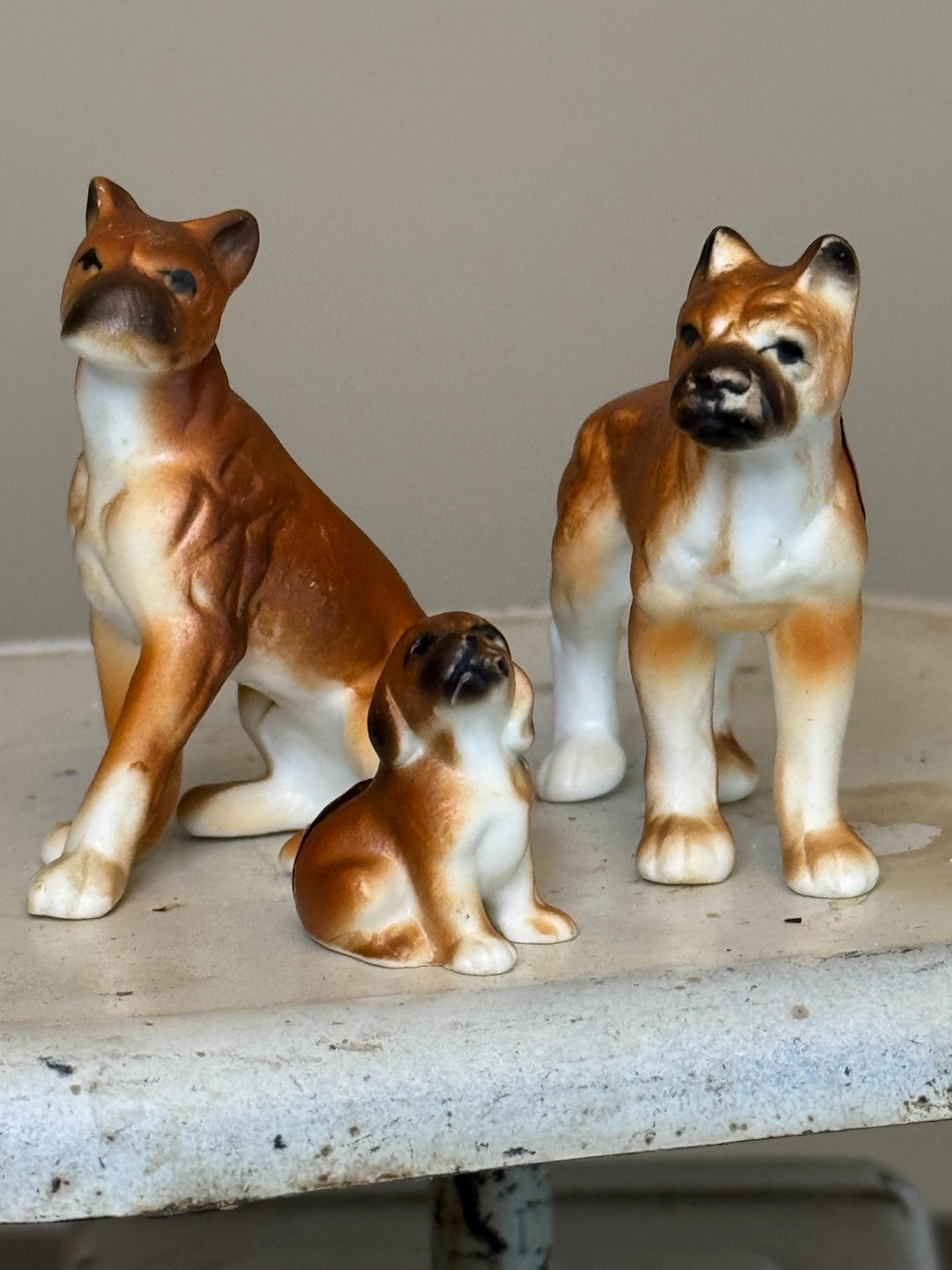 Vintage Porcelain Miniature Boxer Dogs-set of 3 Figurines - Etsy