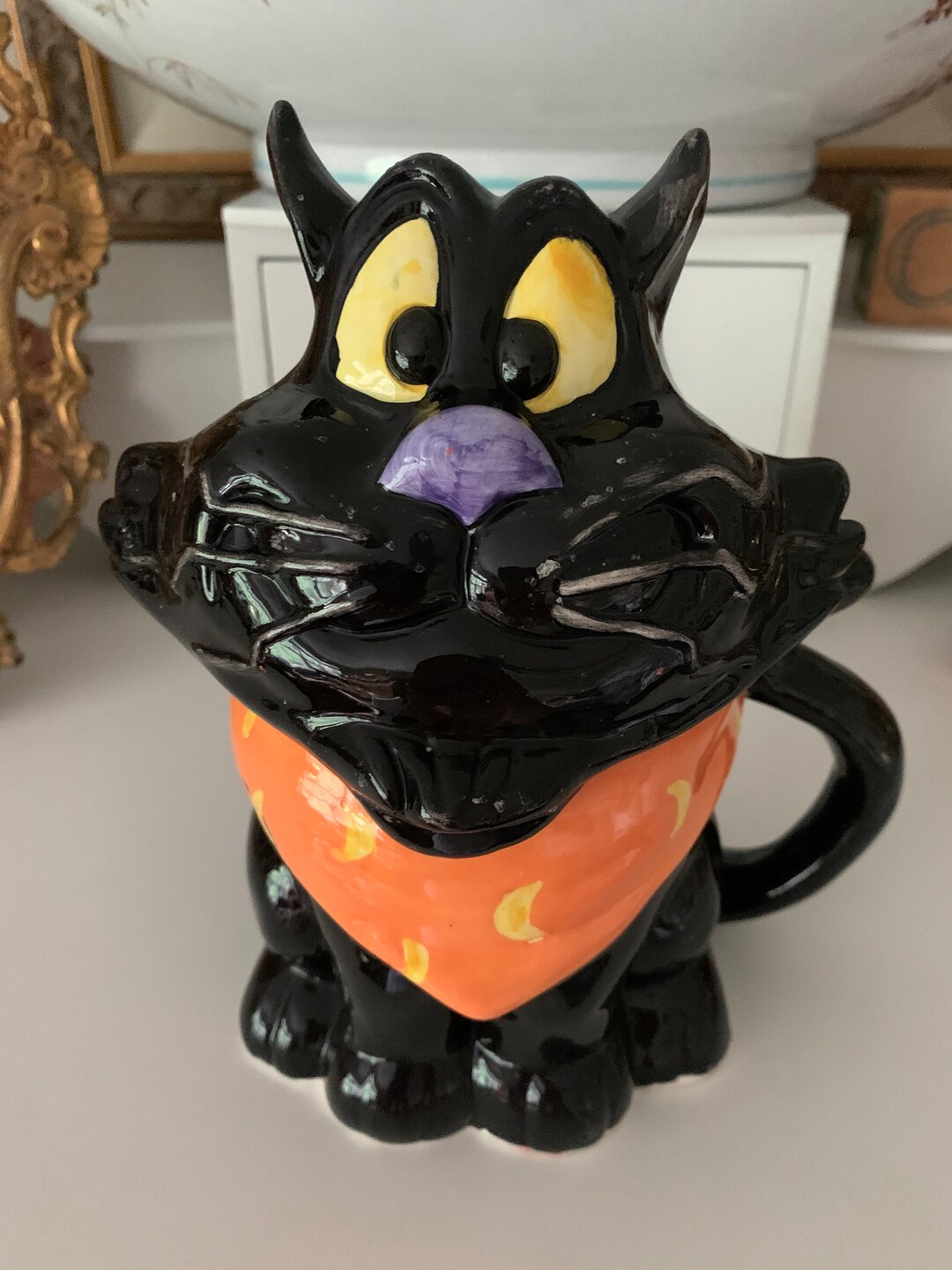 Rare Vintage CIB Ceramic Black Cat Halloween Mug - Etsy