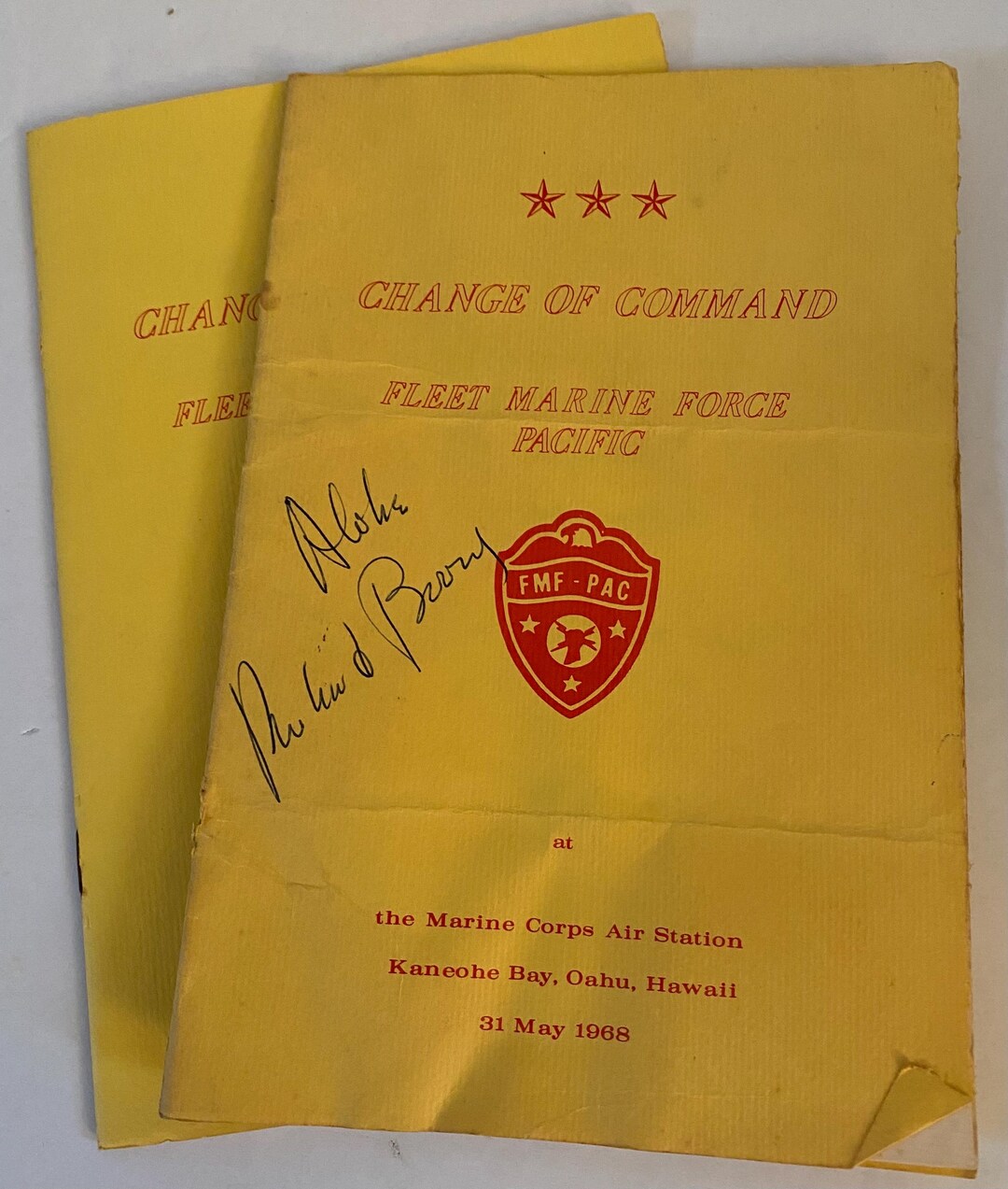 1968 Movie Star Richard Boone Signed Change of Command Program for ...