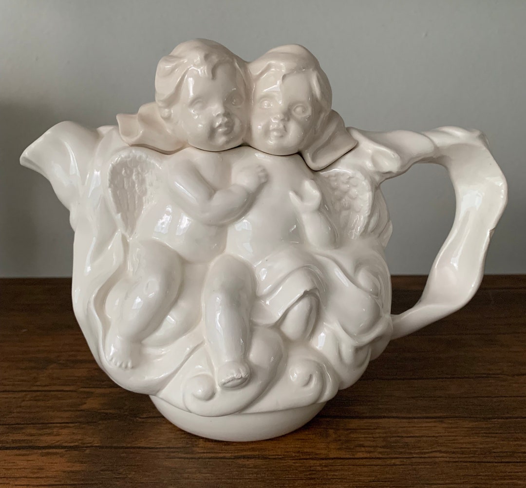 Vintage Ceramic Cherub Teapot -shabby Chic - Etsy