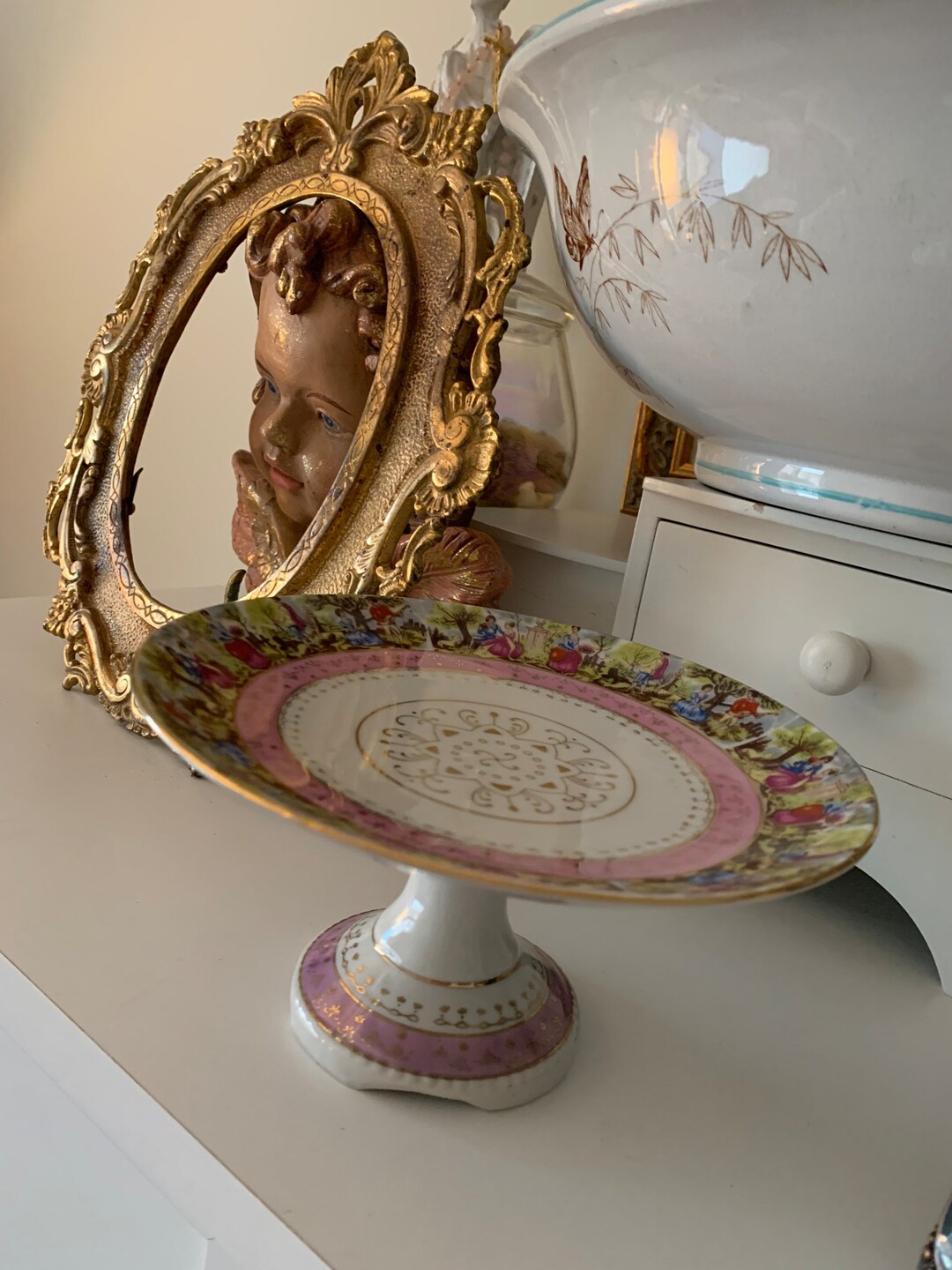 Vintage Porcelain Cake Plate - Etsy