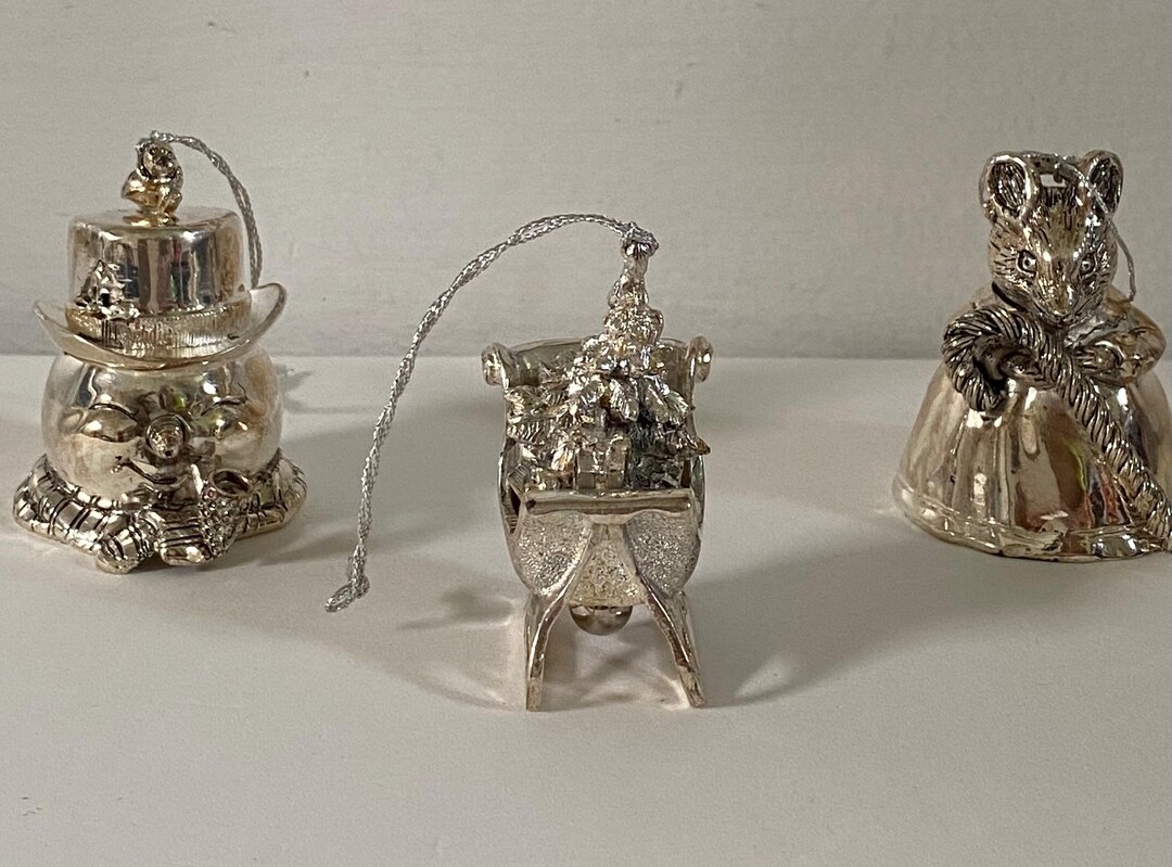 Vintage Lunt Silver Electro Plated Pewter Christmas Bell Ornaments Pick ...