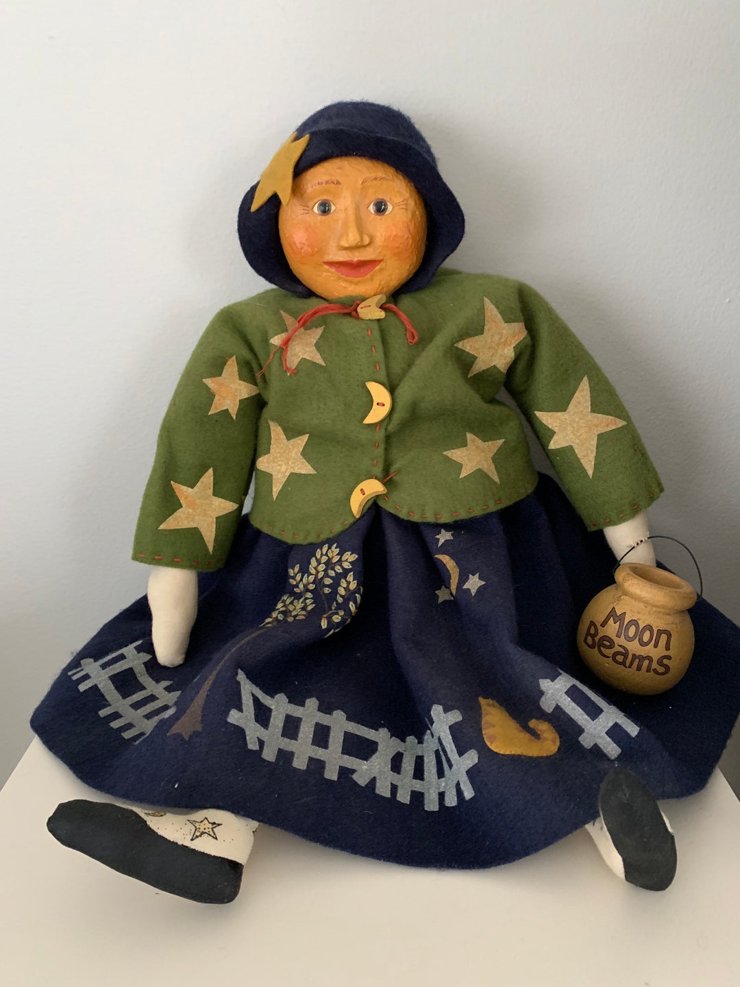 Miss Moon Folk Art Doll by Tender Hearts Treasures - Etsy