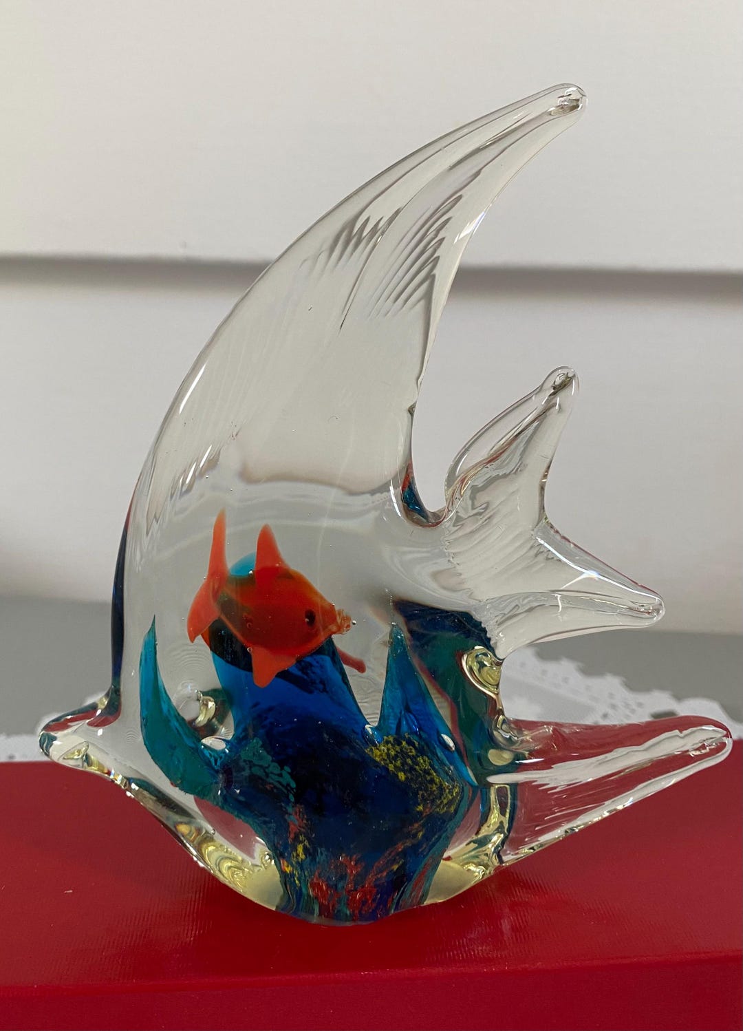 Vintage Glass Angle Fish Paperweight - Etsy