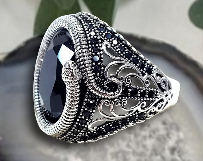 Wheel of Time Inspired Great Serpant Ring Size 8 Adjustable Ouroboros ...