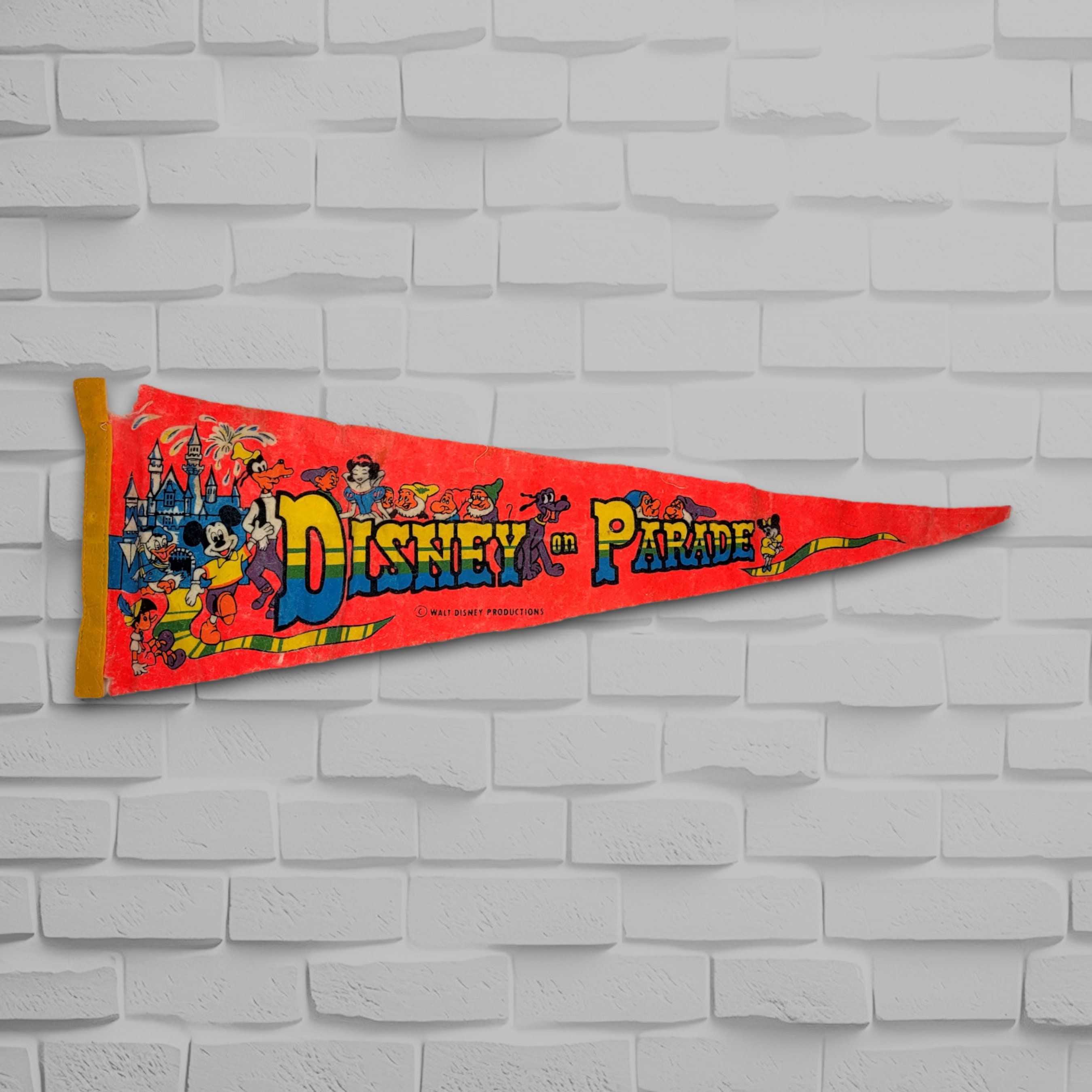 Disney on Parade Vintage Pennant Flag 1970s Rare 22 Inch Printed Felt ...