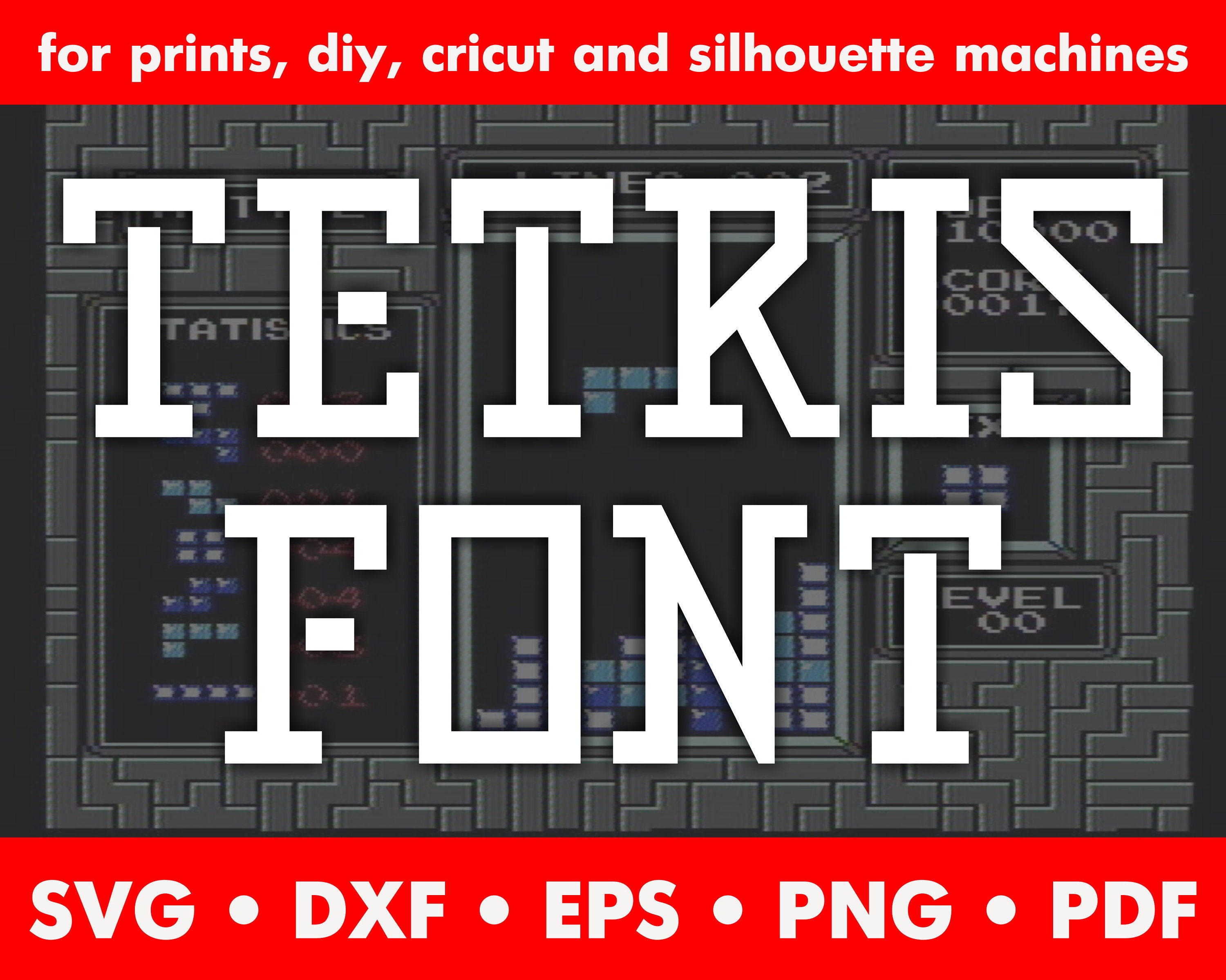 Tetris svg dxf eps png pdf retro font gameboy | Etsy