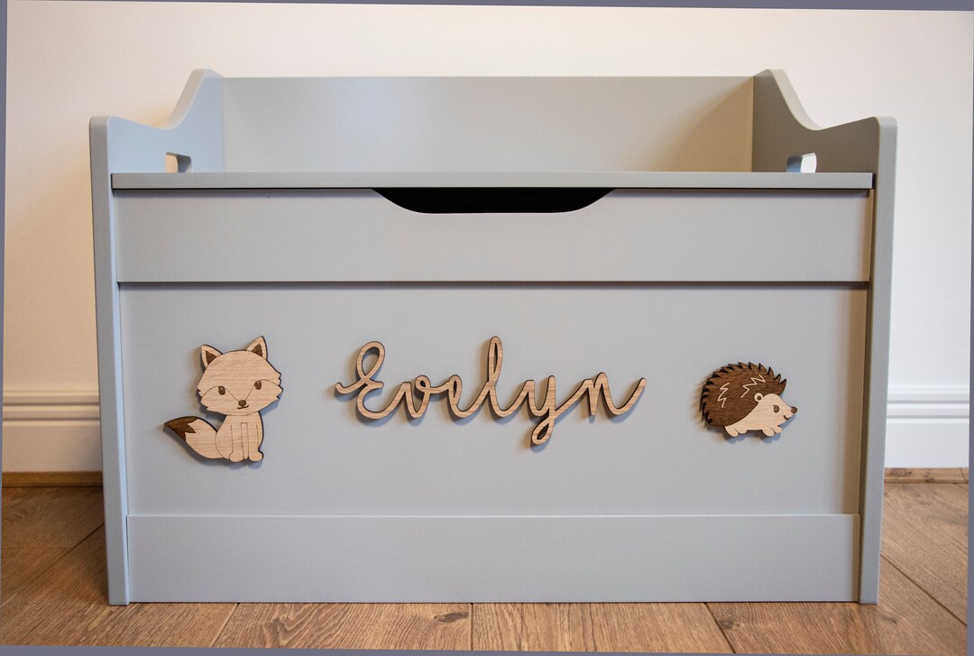 Personalised Toy Box - Soft Grey - Etsy UK