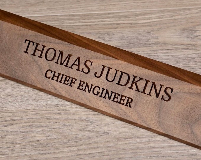 Engraved Desk Name Plate Custom Name Sign Personalized Wood Desk Name ...