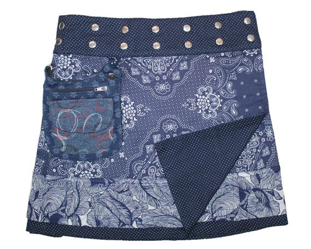 Gugi Reversible Girls Wrap Skirt With Pocket, Snap Wrap Skirt, Short ...