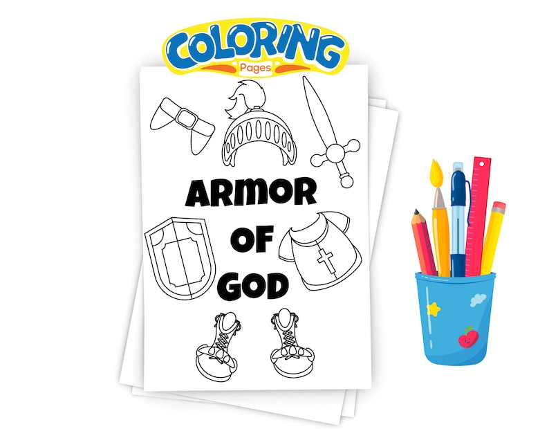 Armor of God Coloring Activity, Printable, Bible Lessons, Sunday School ...