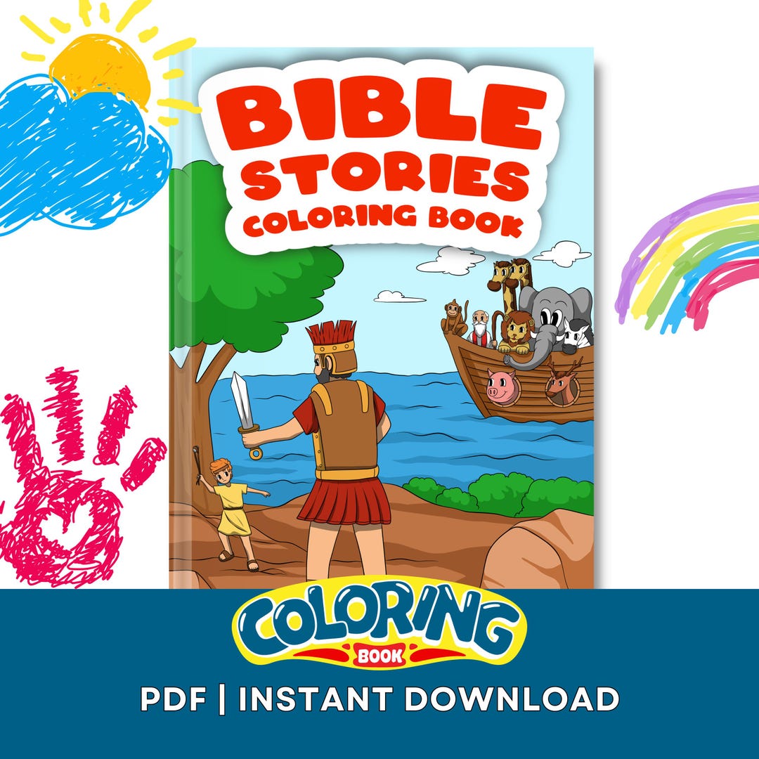 Bible Stories Coloring Book, Noah's Ark, David, Moses, Eden, 10 ...