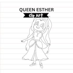 Queen Esther, Line Art, Clip Art Images, PNG, Instant Download, Hand ...