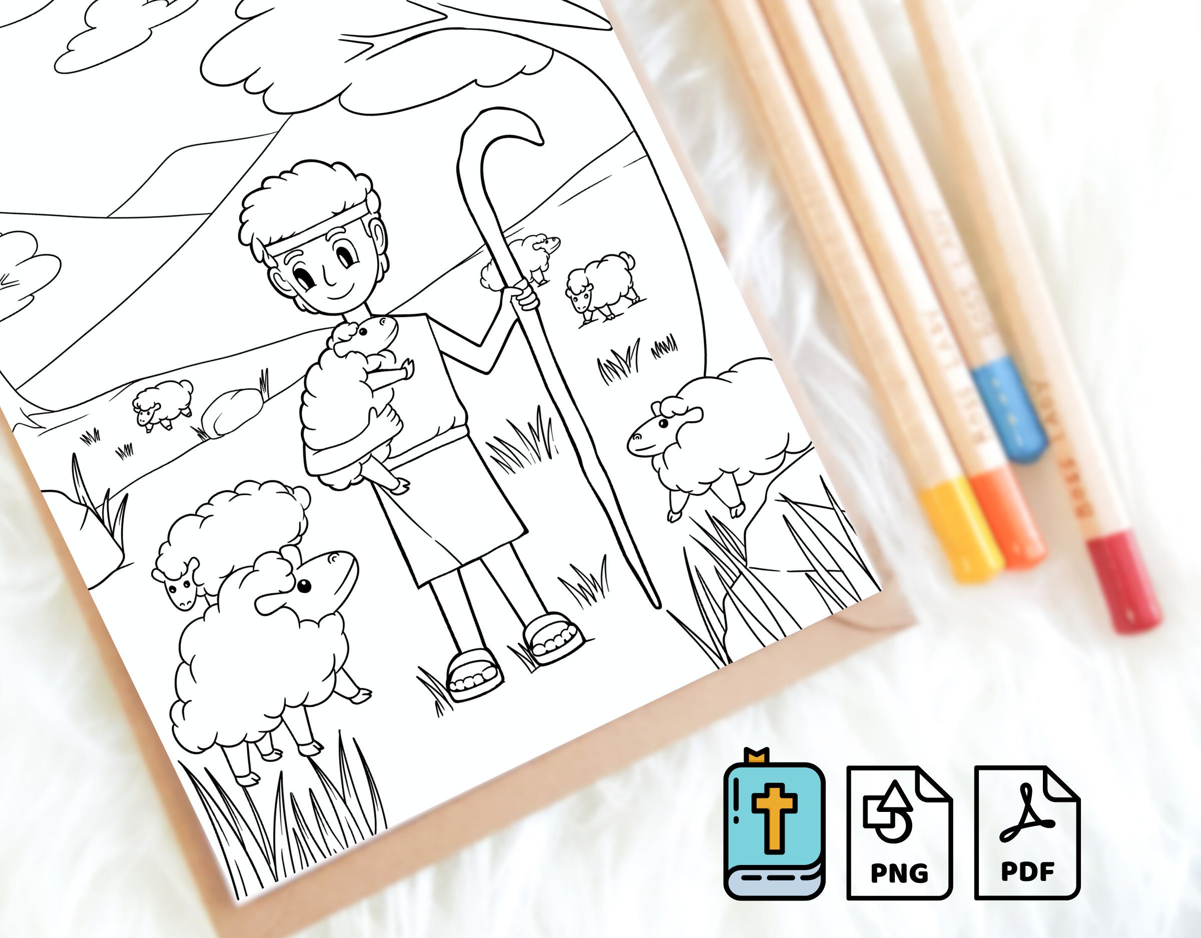 David Coloring Pages Bundle, Children's Activity, David and Goliath ...