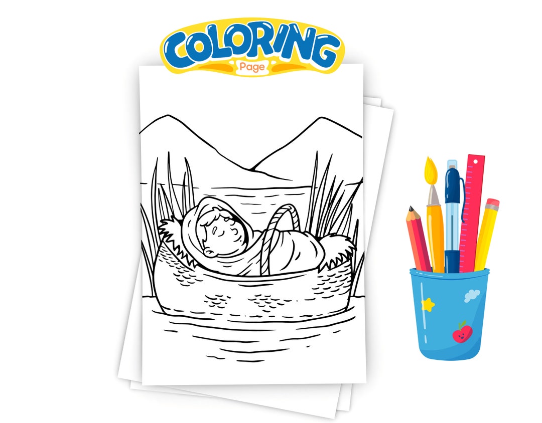 Baby Moses Coloring Activity, Printable, Bible Lesson, Coloring Page ...