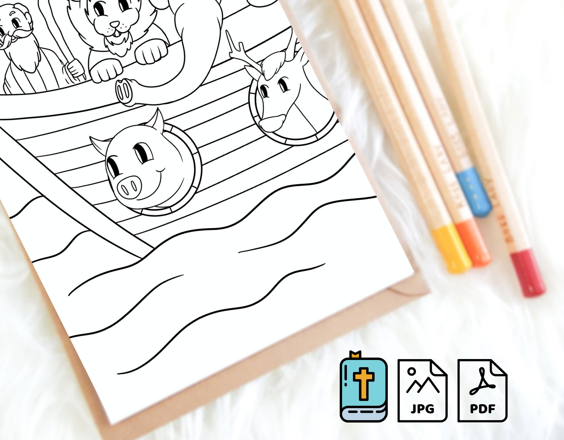 Noah's Ark Coloring Activity, Bible Lessons, Sunday School, Coloring ...