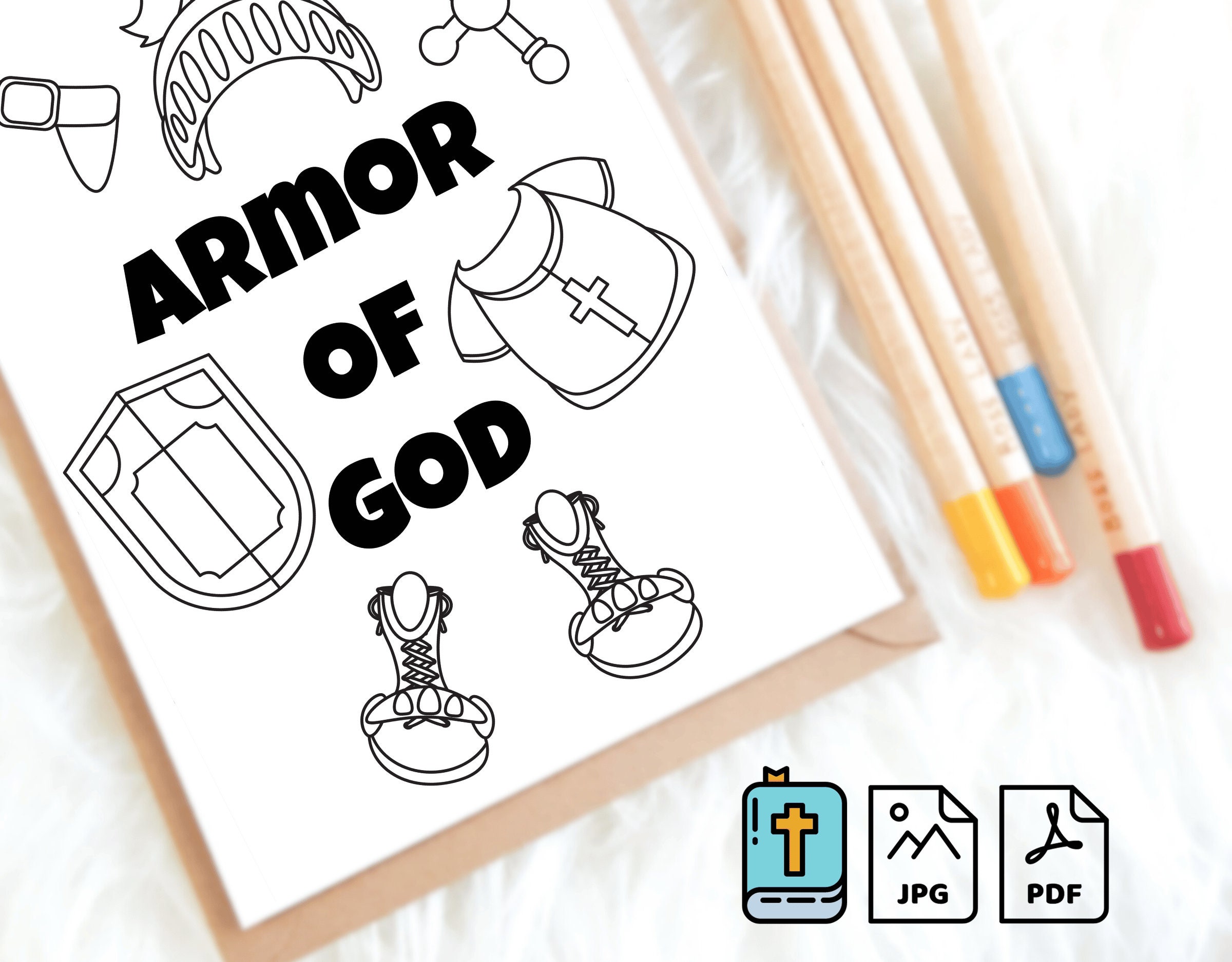 Armor of God Coloring Activity, Printable, Bible Lessons, Sunday School ...