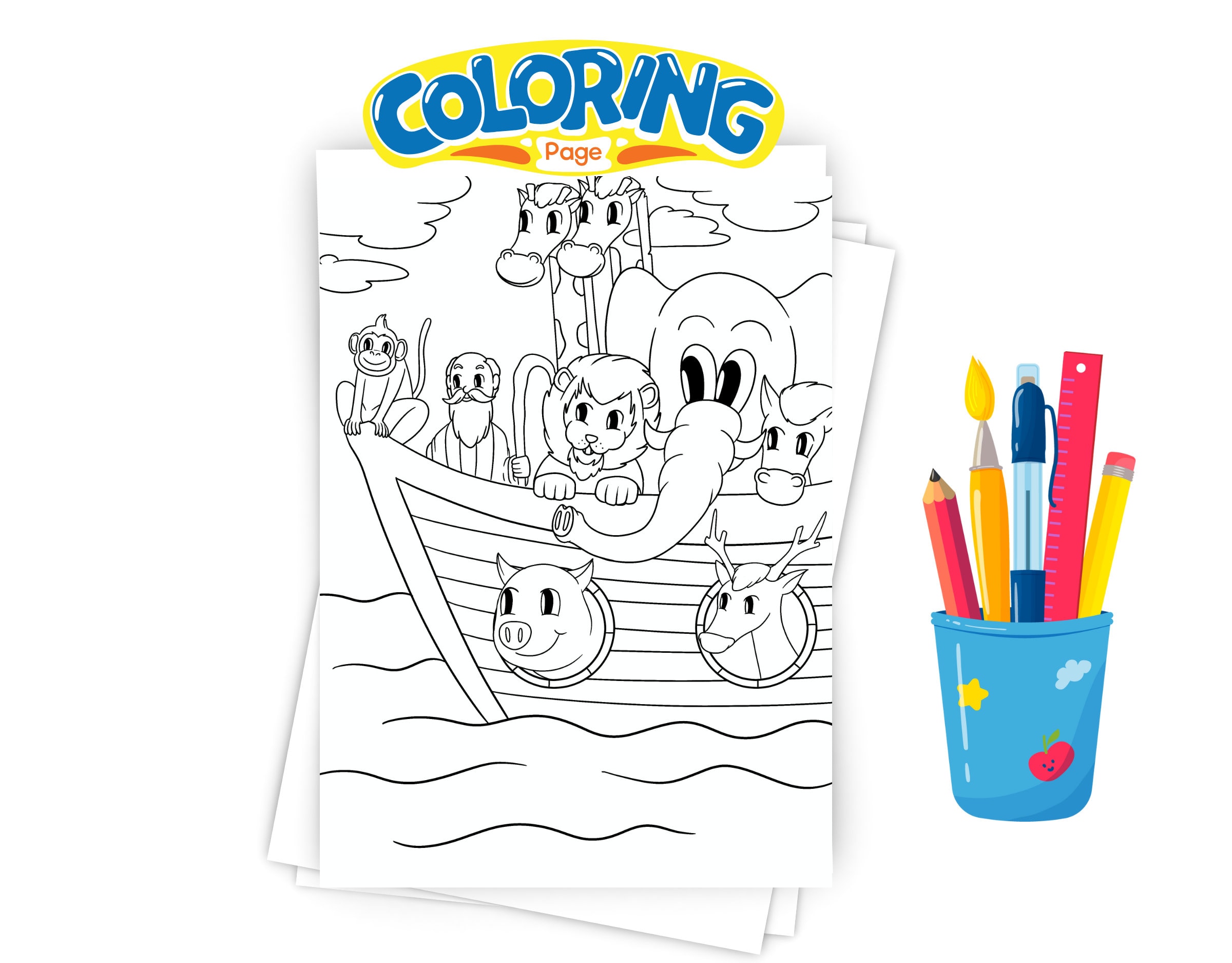 Noah's Ark Coloring Activity, Bible Lessons, Sunday School, Coloring ...