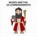 Moses and the 10 Commandments, Clip Art, PNG, JPG, Instant Download ...