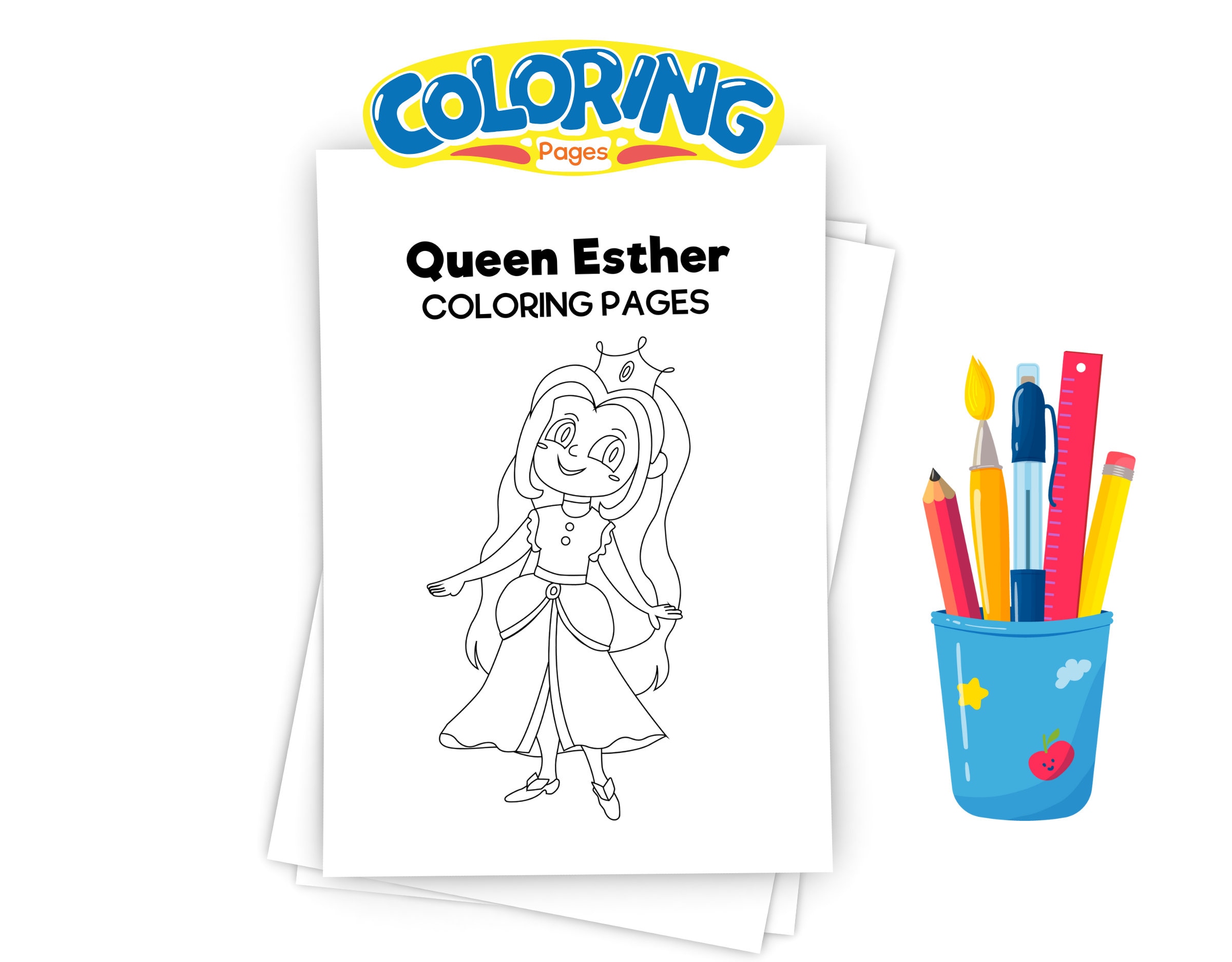 Queen Esther Coloring Pages, Children's Activity, Bible Lessons, Sunday ...