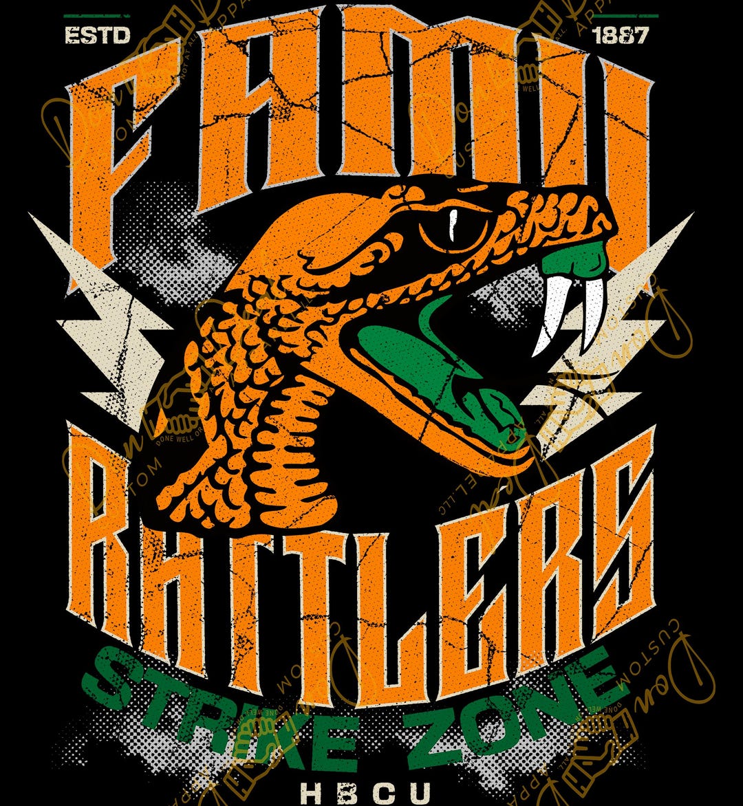 Florida A&M Rattlers PNG: Retro Vintage Football Design (digital ...
